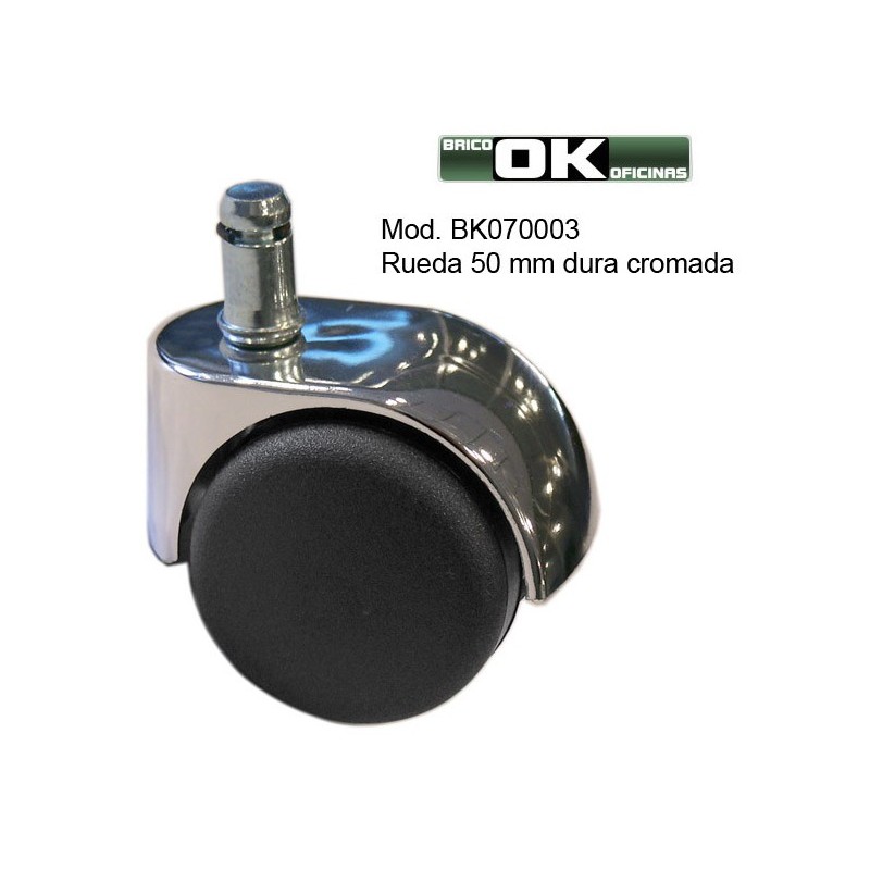 Hard castors for swivel chair. Colour black and chrome. Pack 5 u