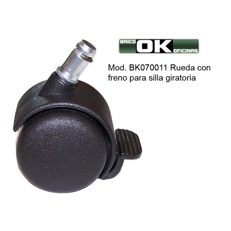 Castor with brake for chairs